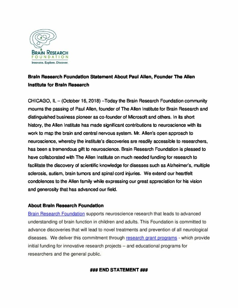 Statement About Paul Allen, Founder of the Allen Institute for Brain ...